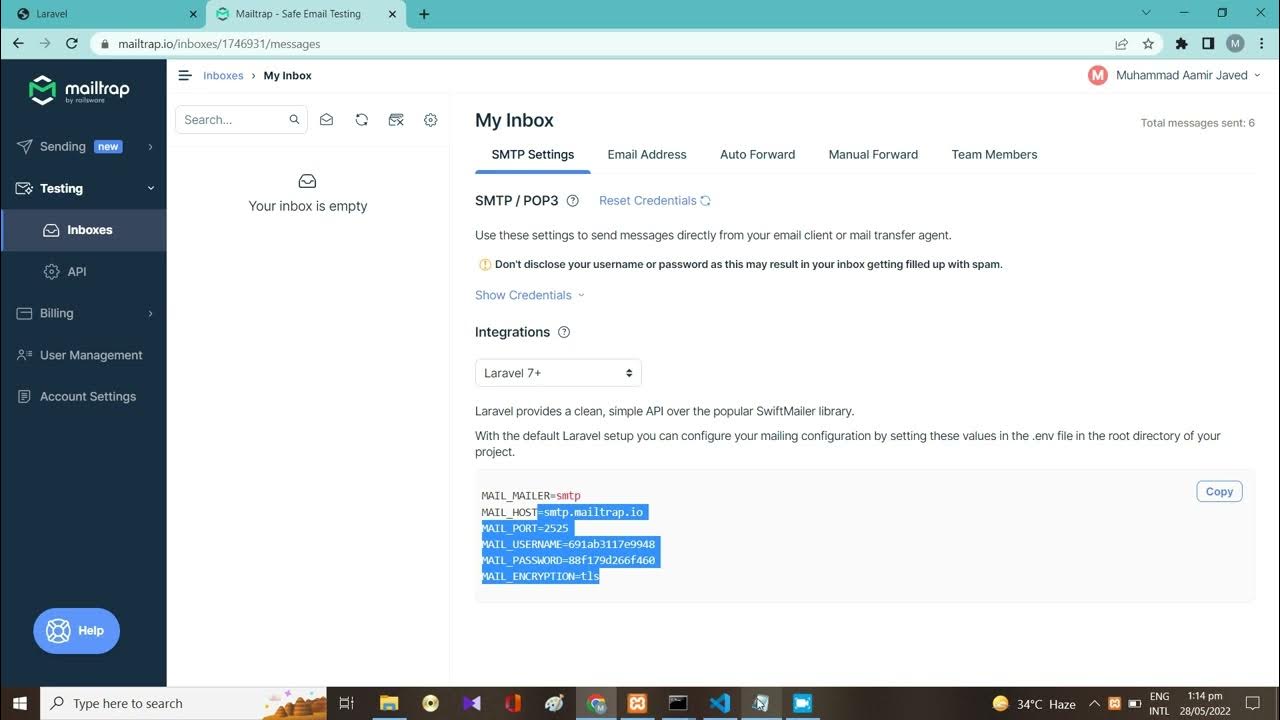 connection could not be established with host "mailhog:1025": stream_socket_client(): - YouTube