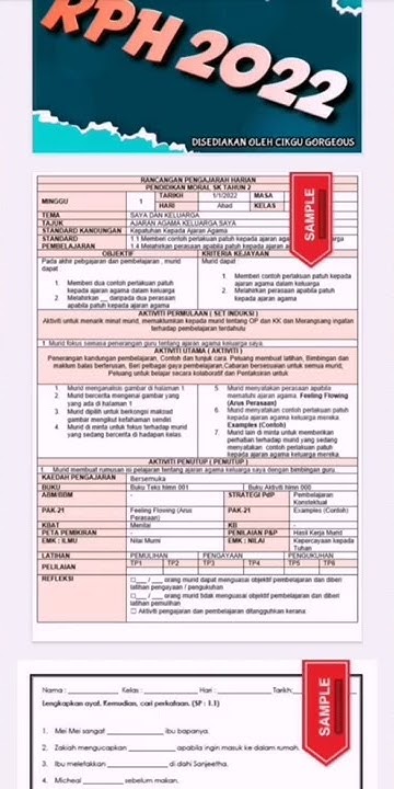 RPH 2022 - PENDIDIKAN MORAL SK TAHUN 2 (TS25) - YouTube
