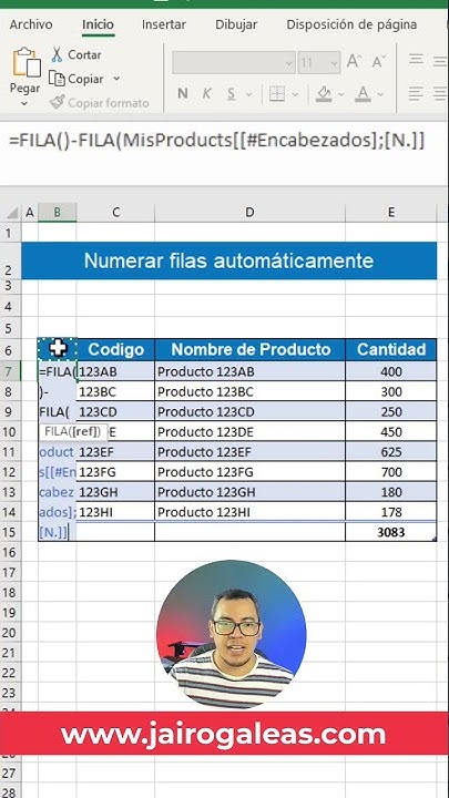 Numerar Filas automáticamente en tablas de excel - YouTube