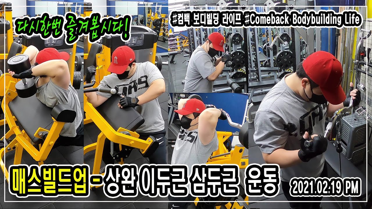 [ MASS BUILD UP ] 매스 빌드업 - 상완 이두근, 삼두근 운동 2021.02.19 PM l 컴백 보디빌딩 라이프 l ...