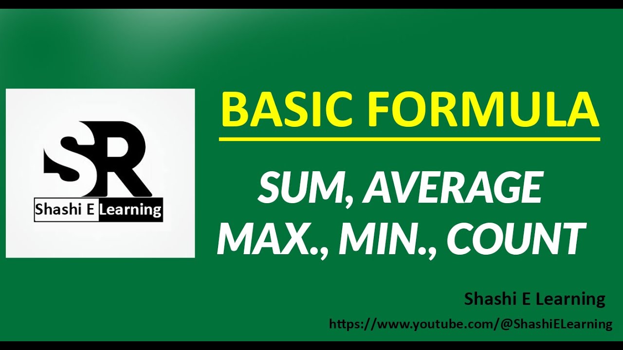BASIC FORMULA IN EXCEL - YouTube