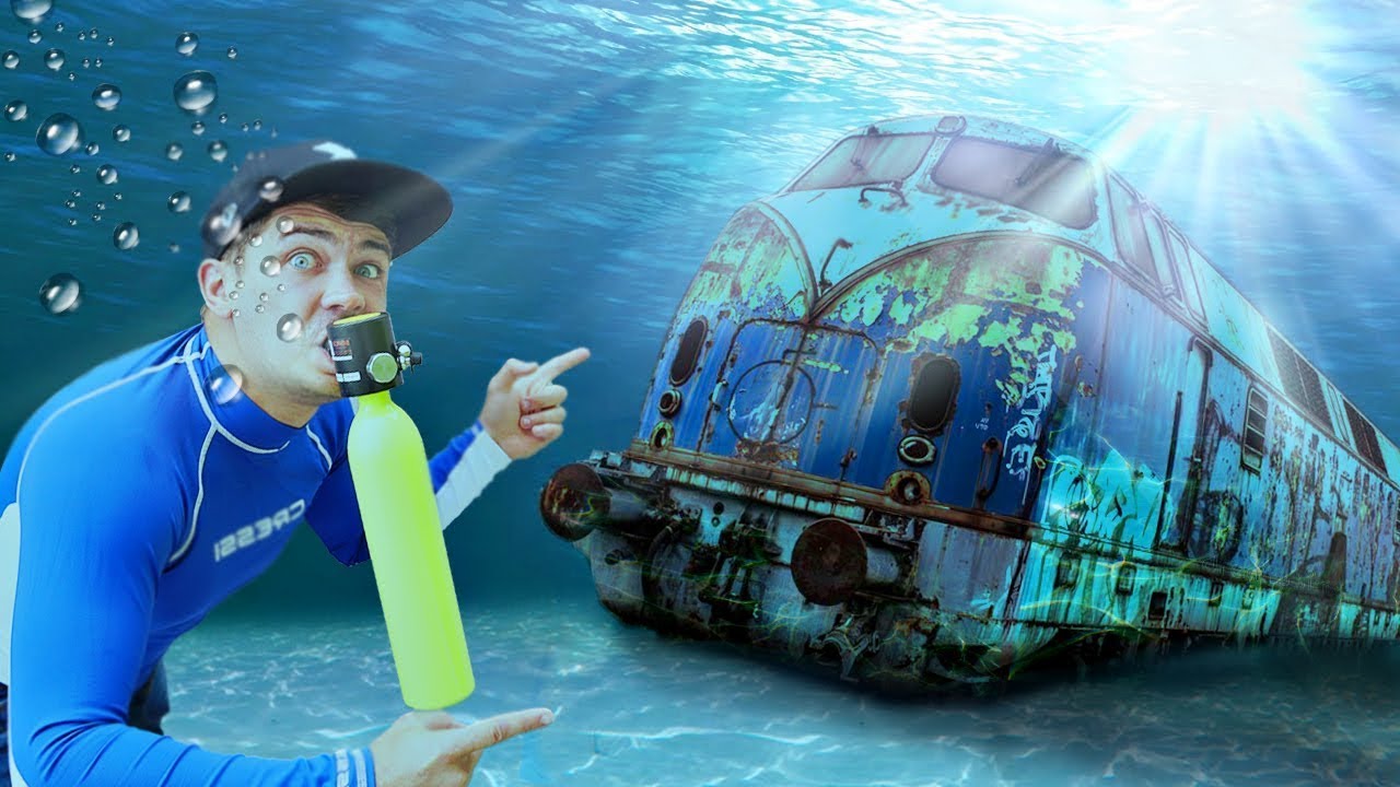 Found a Train Underwater in the river while scuba diving! - YouTube