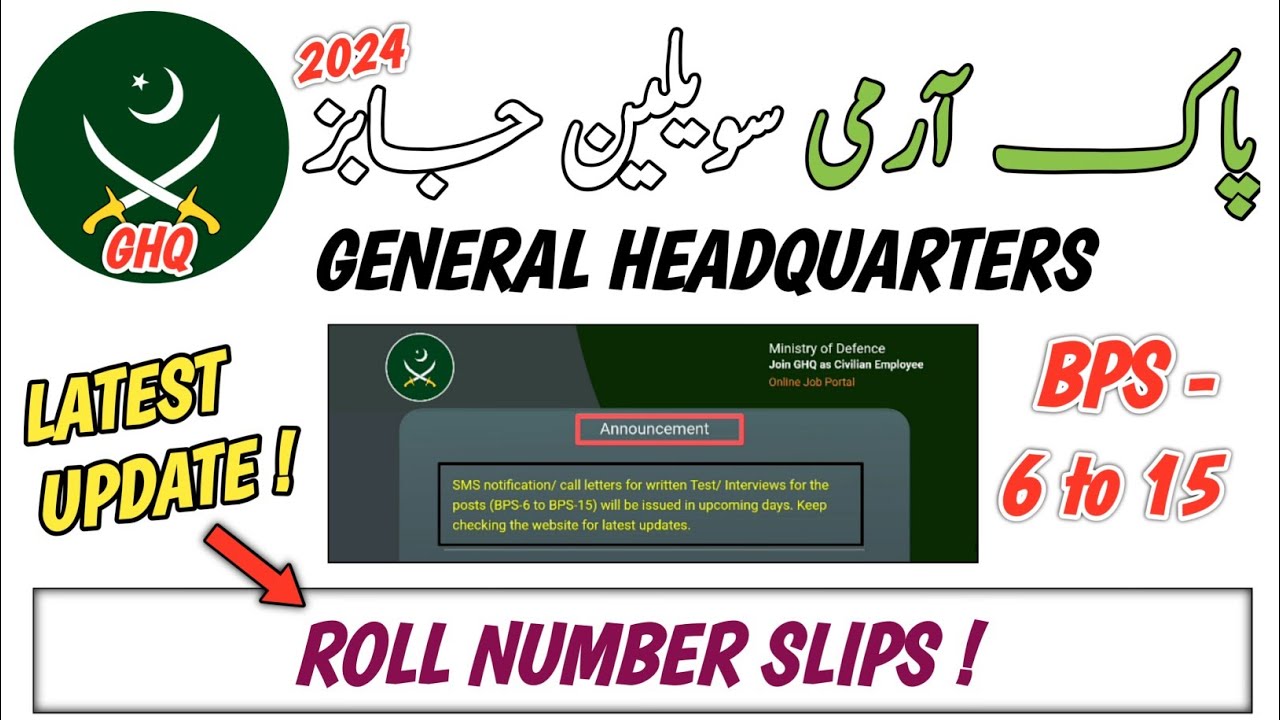 Pak Army GHQ Civilian Jobs 2024 | Latest Updates for Bps - 6 to 15 Call ...