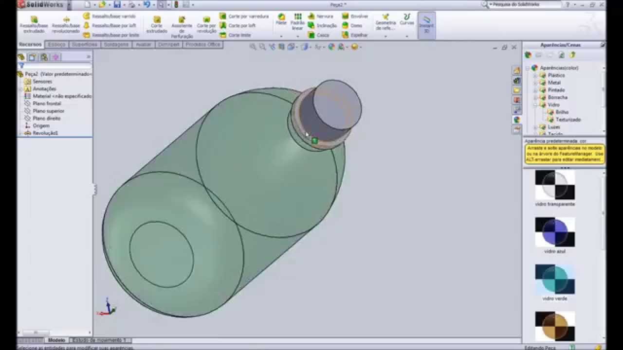 Modelando uma Garrafa no SolidWorks 2010 - YouTube