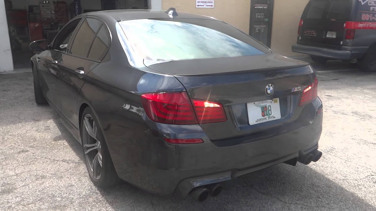 2013 BMW M5 with Akrapovic Titanium Full Race Exhaust System - YouTube
