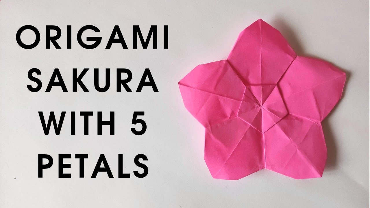 Origami SAKURA with 5 petals | How to make a paper sakura - YouTube