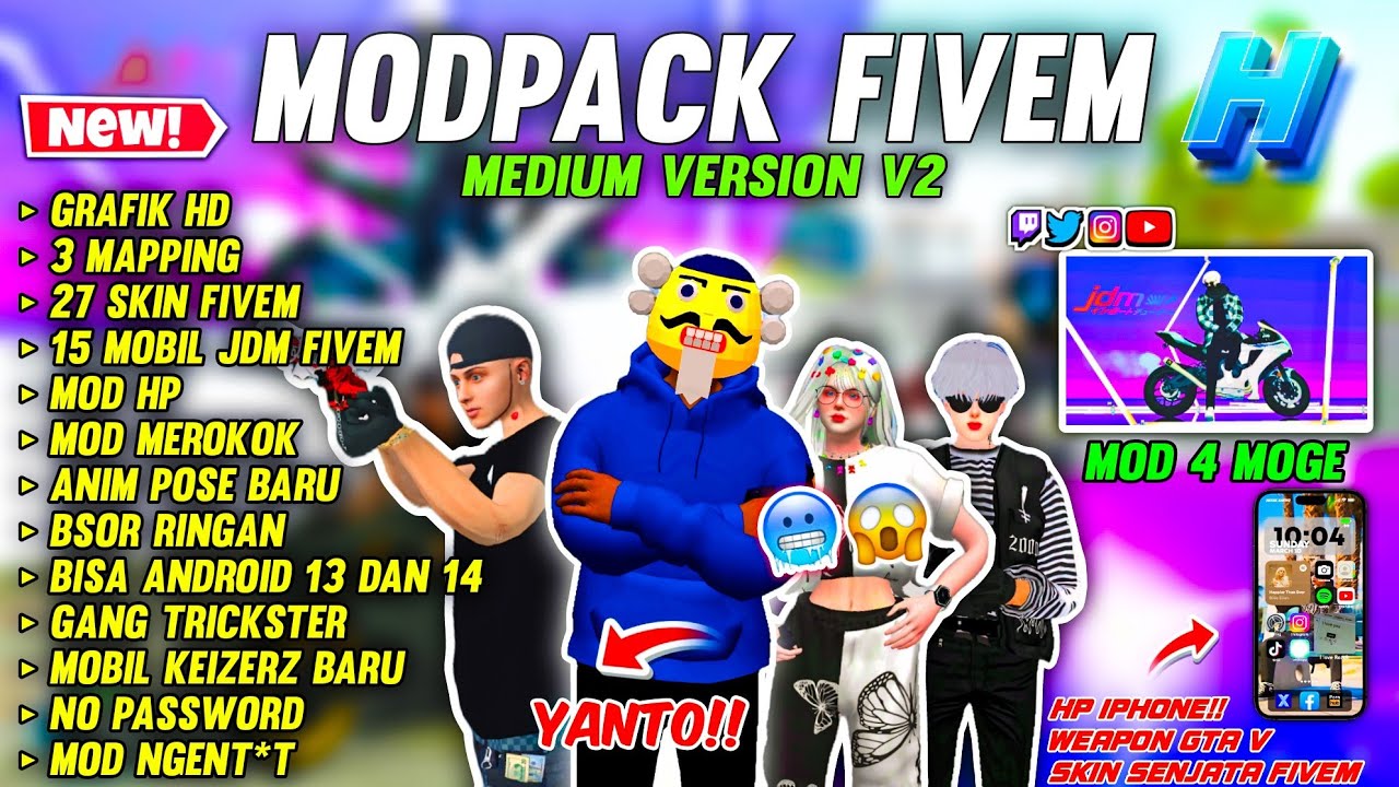 SHARE‼️MODPACK GTA SA STYLE FIVEM V2 MEDIUM VERSION FULL FITUR,SKIN ...