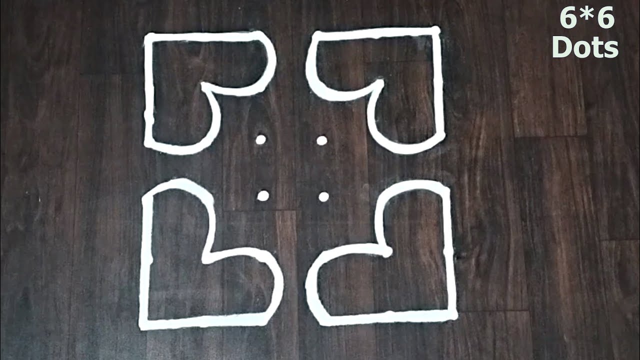 6*6 Dots rangoli deigns for festival | Beautiful Daily rangoli designs ...