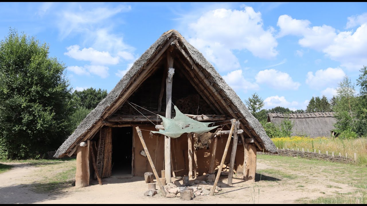 A park with reconstructed prehistoric houses - YouTube
