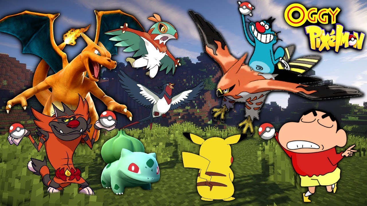 Minecraft | Oggy Riding On Pokémon With PokeRide | Oggy Pixelmon ...