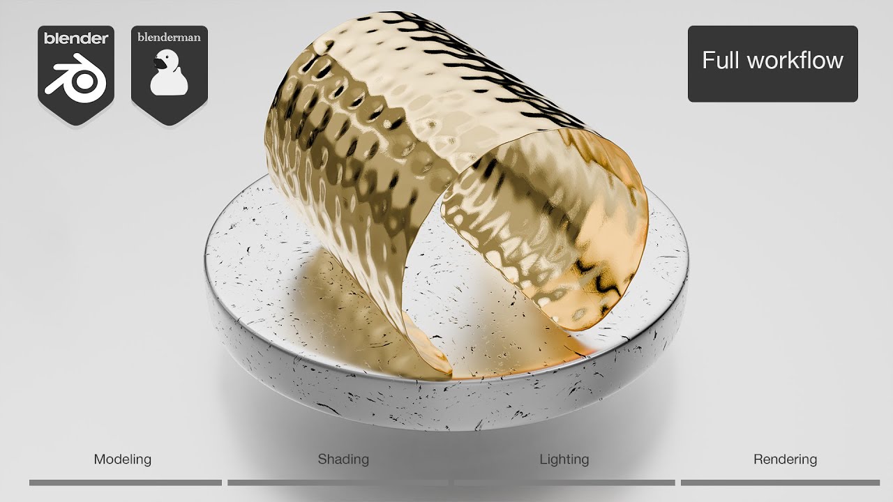 Gold Bangle | Full workflow Blender 4.1 jewelry design - YouTube