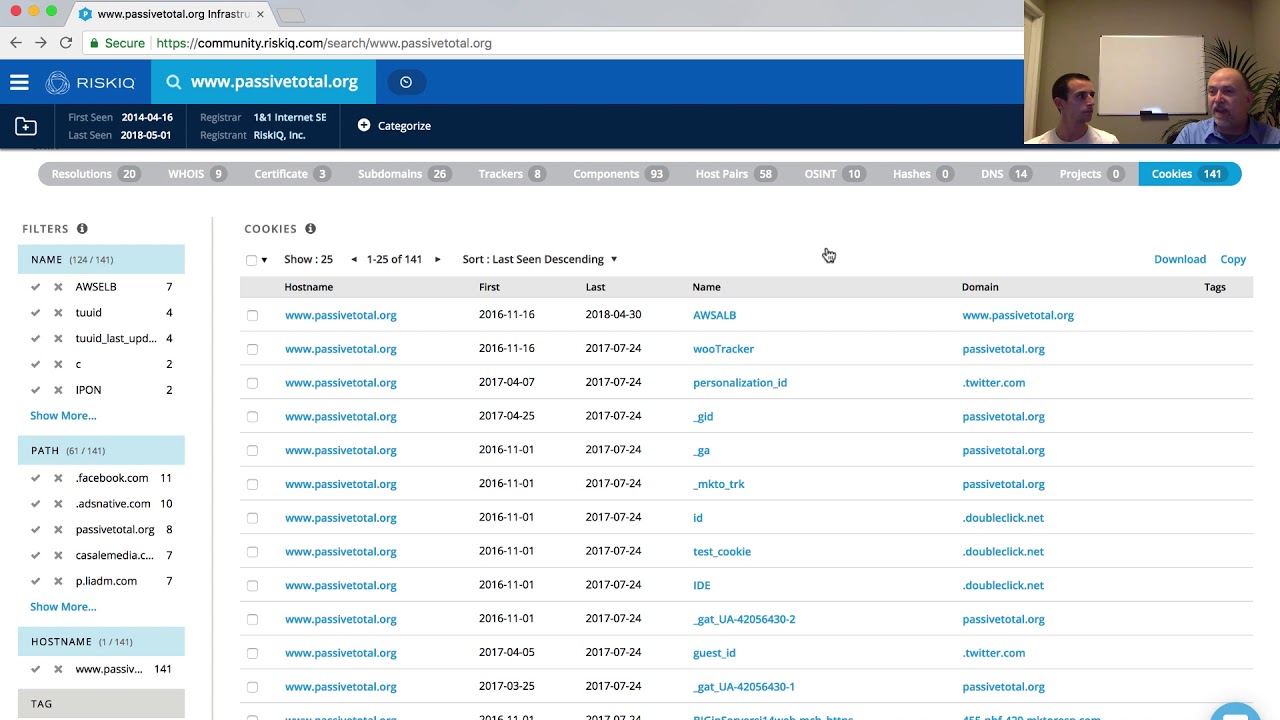 22. How to Investigate Cyber Threats with RiskIQ PassiveTotal - Cookies ...