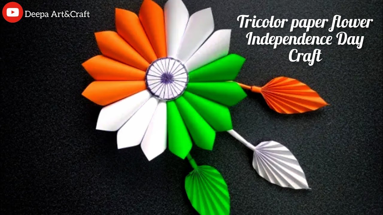 Tricolor flower wall hanging decoration Independence day craft Republic ...