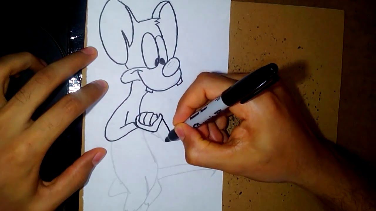como dibujar a pinky - how to draw pinky (pinky and the brain) - YouTube