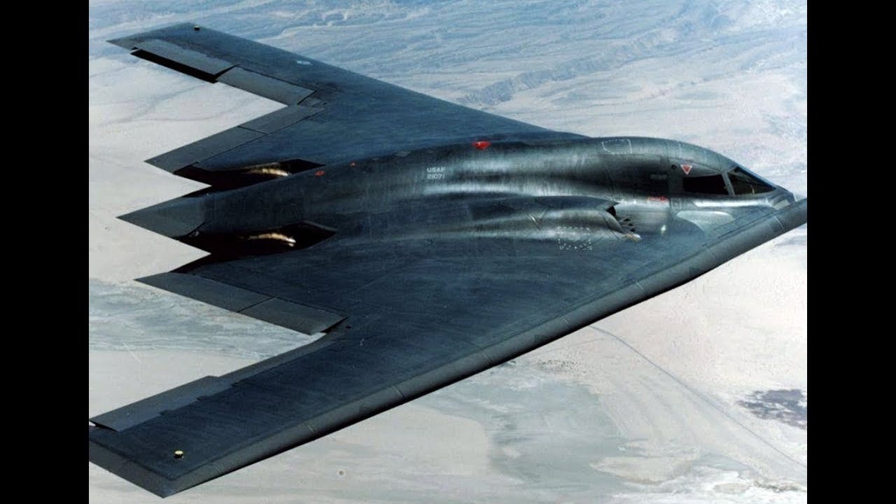 Combat departure B-2. Tailoring on the target - drops two massive ...