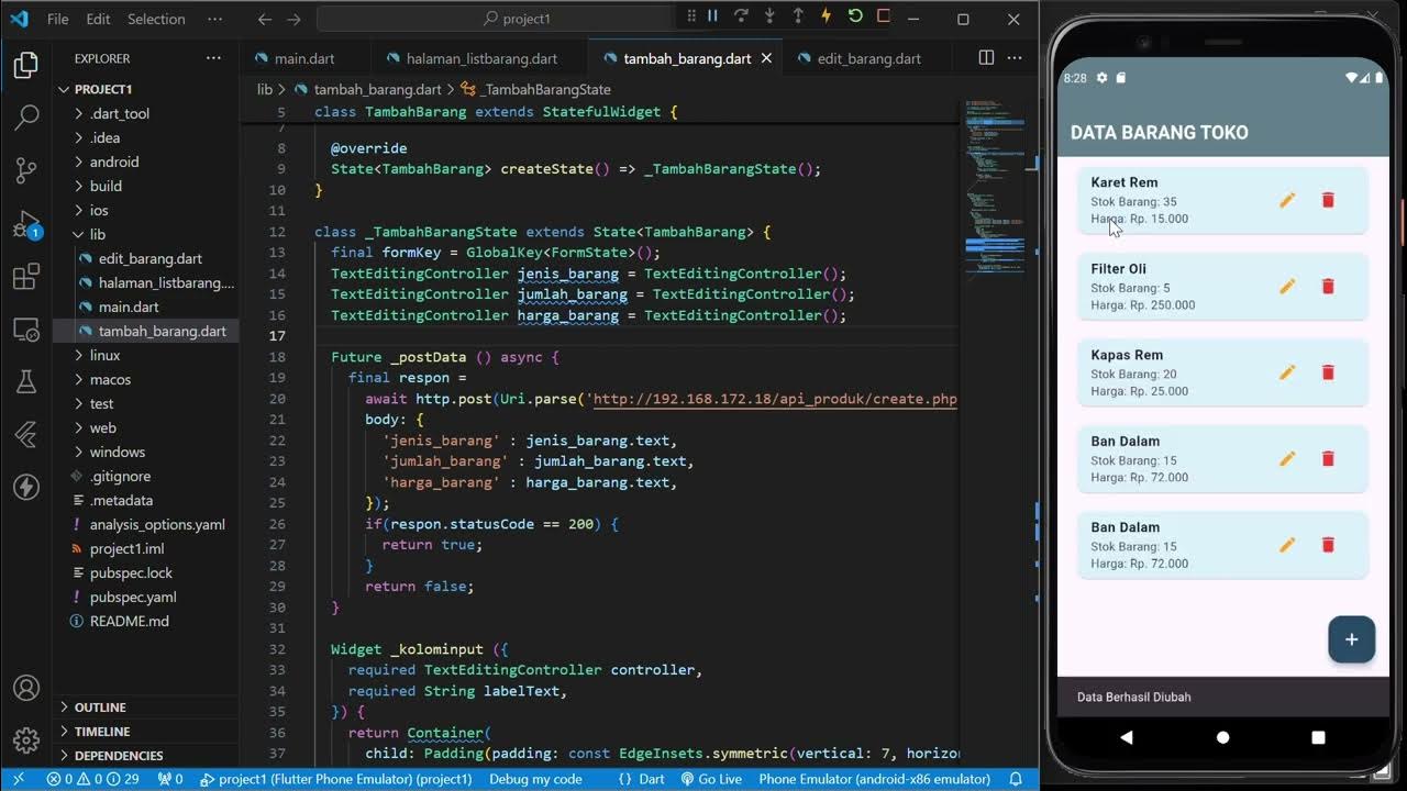 Screen Recording Tampilan Aplikasi Flutter untuk List View Barang di Toko Mobil_Tugas Kelompok ...