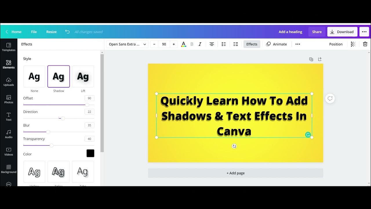 Canva Tips & Tricks: How To Add Shadow In Canva EASILY | Add Drop ...
