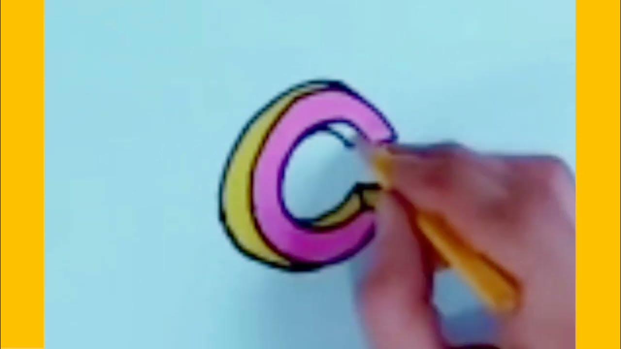 How to draw 3d C letter step by step||Line Art||sketching||easy drawing ...