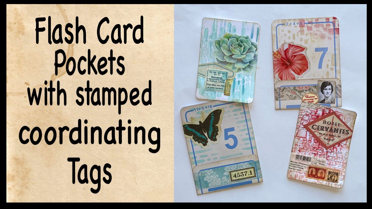 Flash Card Pockets - Vintage Ephemera-Inspired Tags with Birds ...