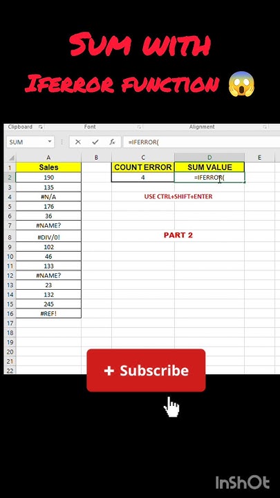 #shorts sum +iferror function 😱 20 second 😮😱|| Array function in Excel|| #exceltips #exceltricks ...
