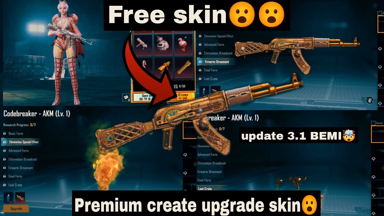Next Bgmi premium create opening 😲Akm upgrade skin 7 levels skin😍 #bgmi ...