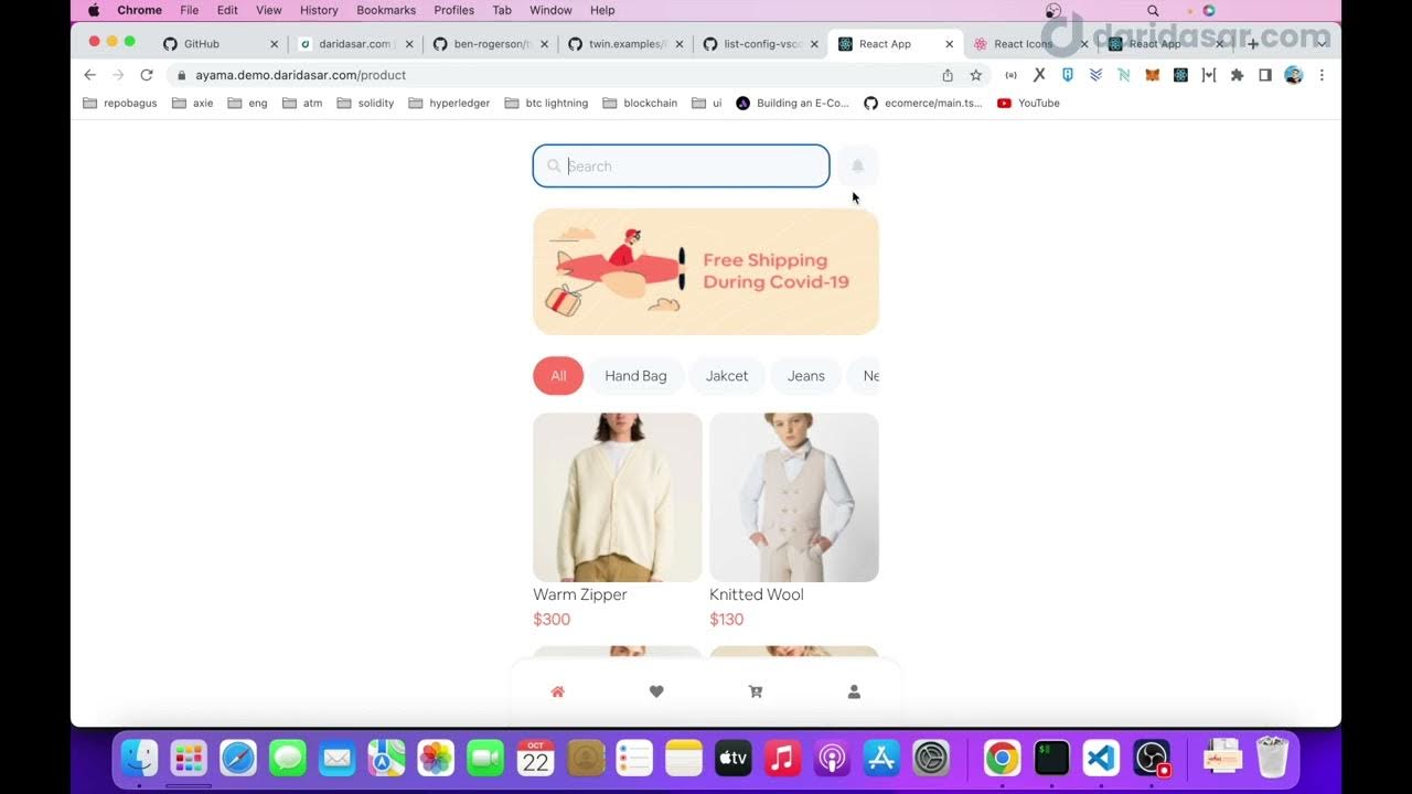 Slicing Onlineshop React 18 twin macro - 04 Membuat Search dan Notification Bar - YouTube