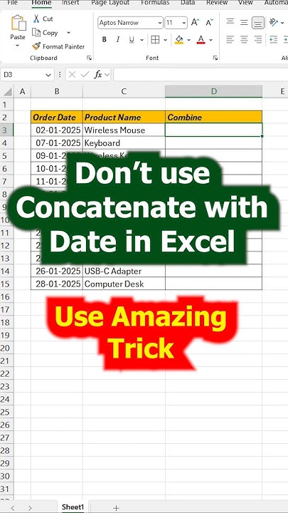 Don't Use Concatenate with Date in Excel like this‼️Instead Use Amazing Trick #excel #exceltips ...