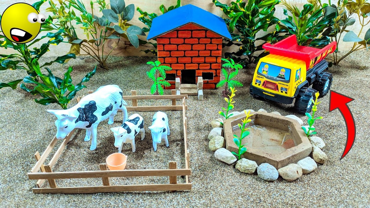 DIY how to make mini farm diorama with house for cow - mini trucks ...