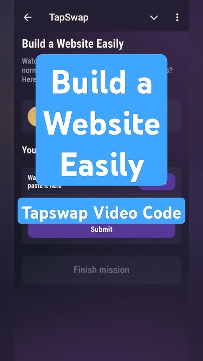 Build a Website Easily | Tapswap Video Code - YouTube