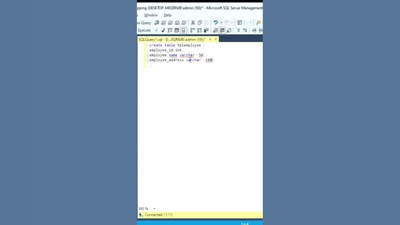 How To Create Table In Data Base Sqlqueries Sqlserver Sql Createtable Youtube