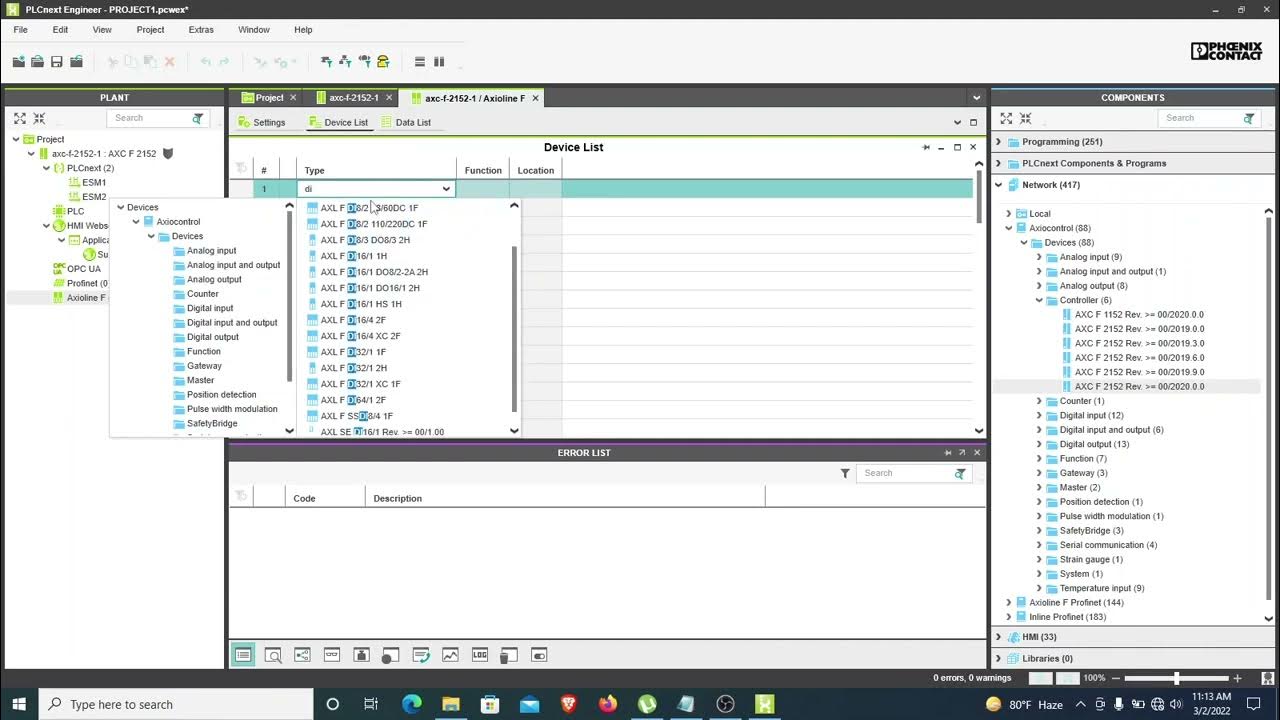 PLC Next Engineer: Create First Project, Setup Hardware Configuration ...
