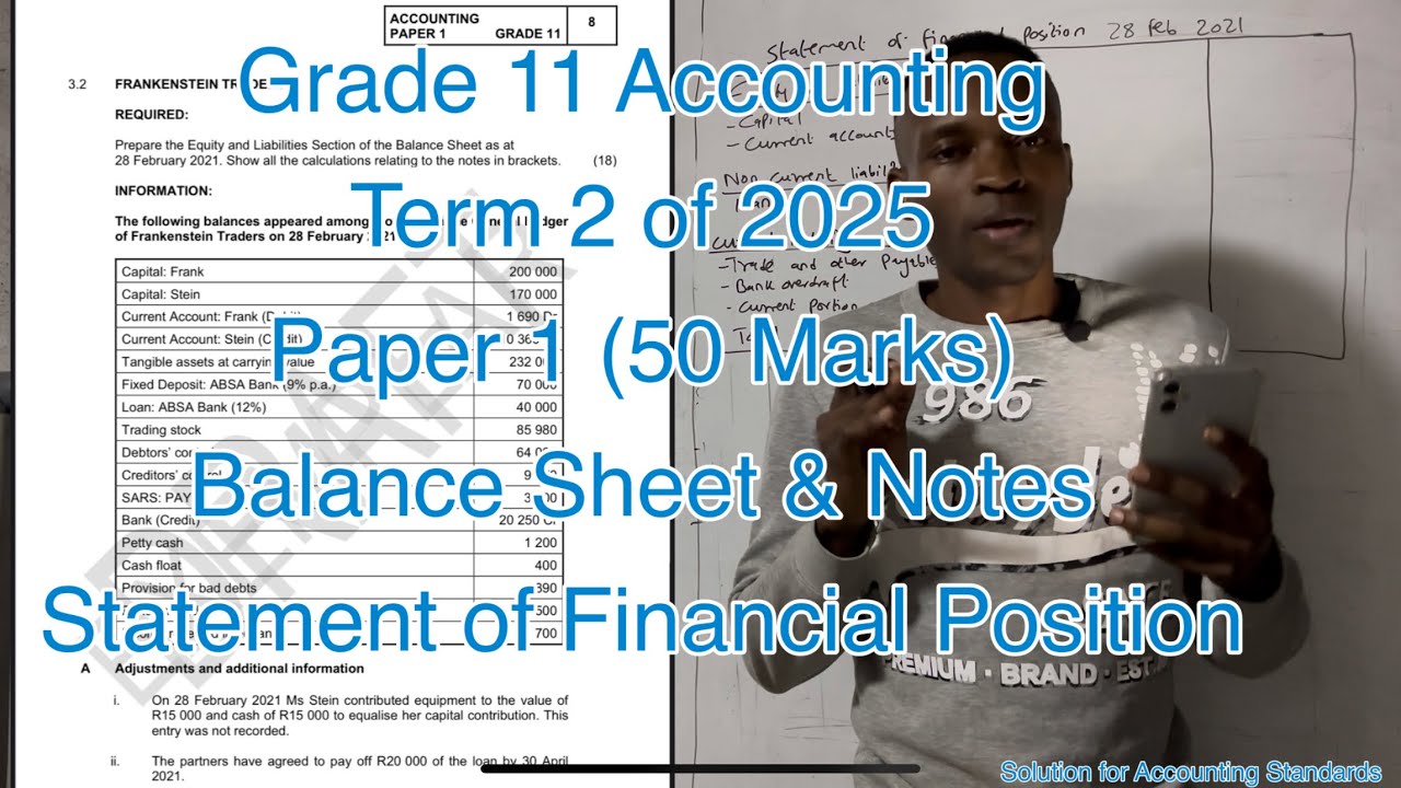 Grade 11 Accounting Term 2 | Balance Sheet & Currents Accounts Paper 1 ...