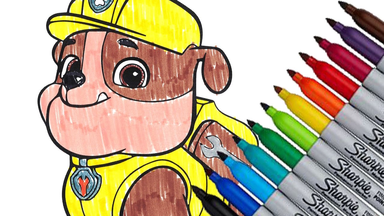 Paw Patrol Rubble Colorfull Coloring Page New 2016 HD Video - YouTube