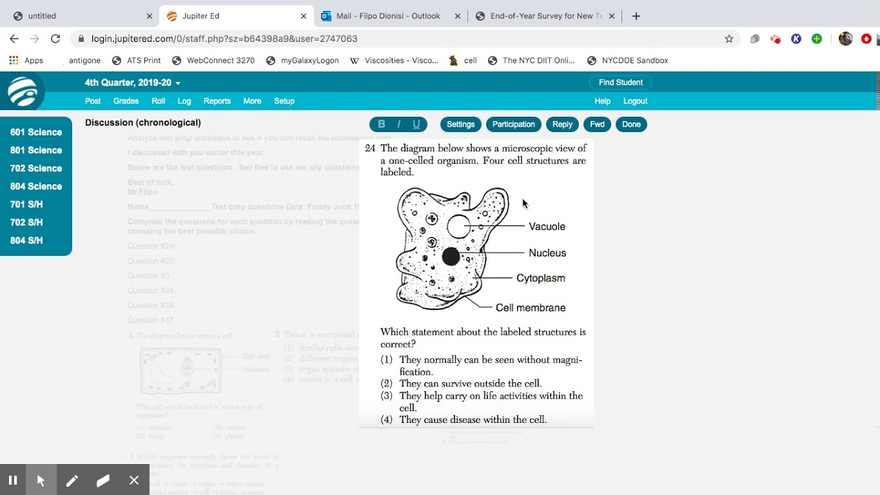Cell and organelles 7th grade test prep questions - YouTube