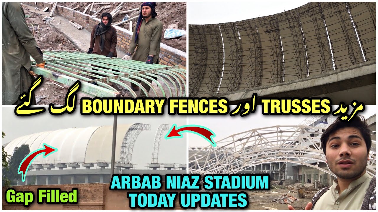 More Trusses Installed | Membrane Sheet Gap Filled | Arbab Niaz Cricket ...