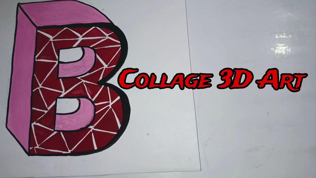 How to make 3D Collage Art in poster colour / Very easy / Step by step ...