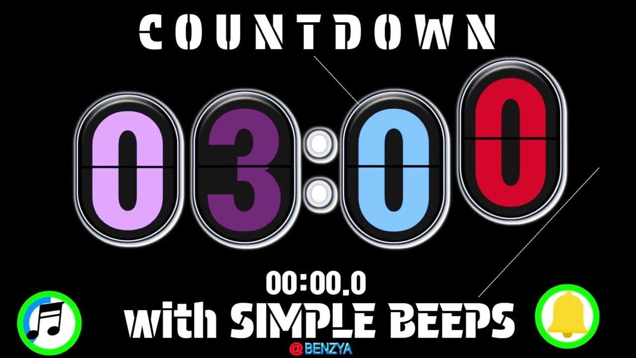 bounce circle flip clock 3 minute countdown with simple beeps timer alarm🔔 - YouTube