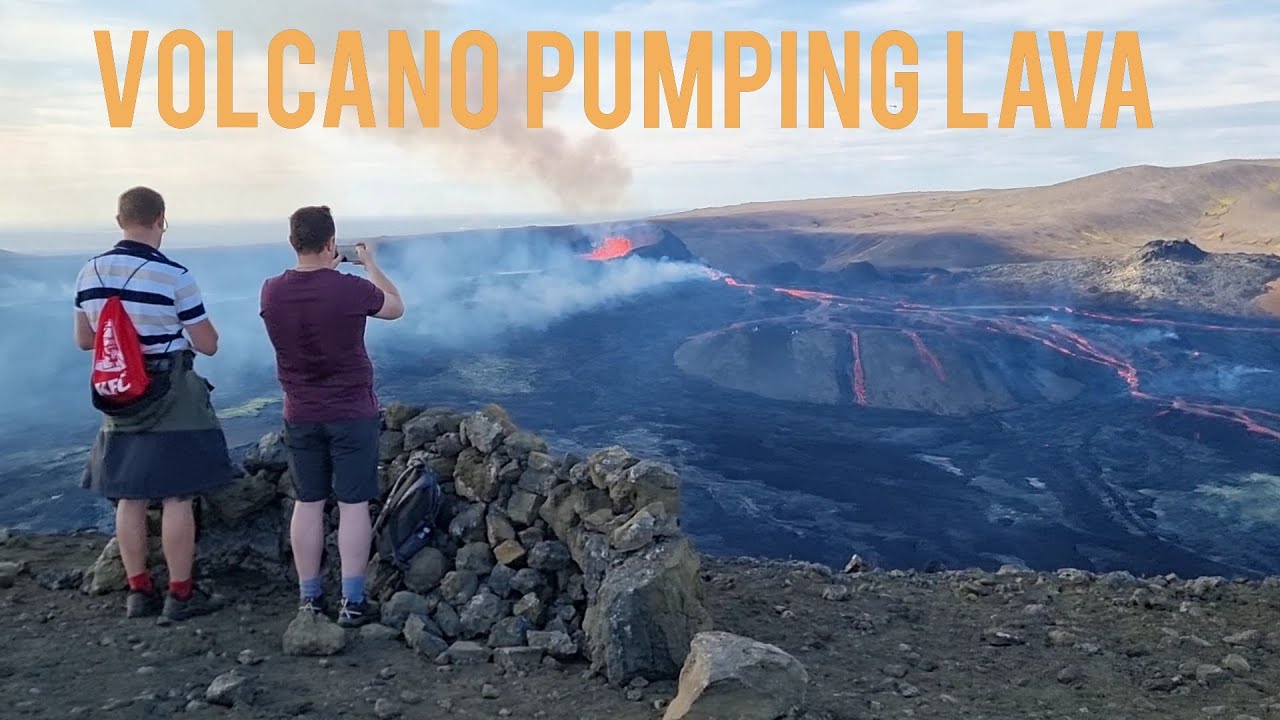 VOLCANO PUMPS LAVA TO MERADALIR 🌋 LAVA MOVING DIRECTION REYKJAVIK - YouTube
