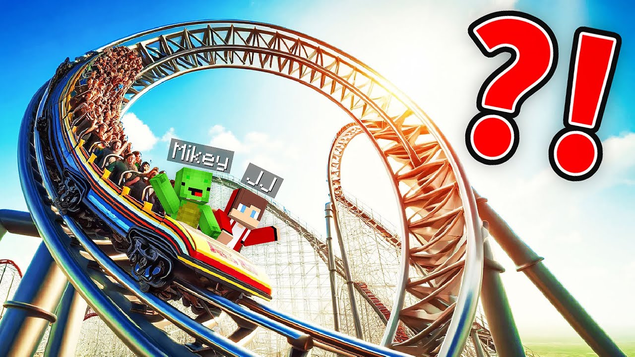 JJ and Mikey in Real World Roller Coaster - Minecraft Maizen - YouTube