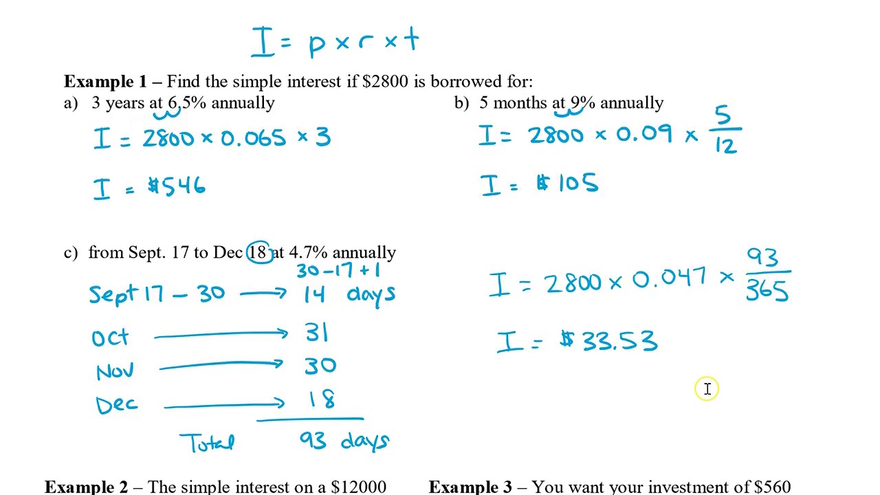 Math 9 - Sec 2.2 Simple Interest - YouTube