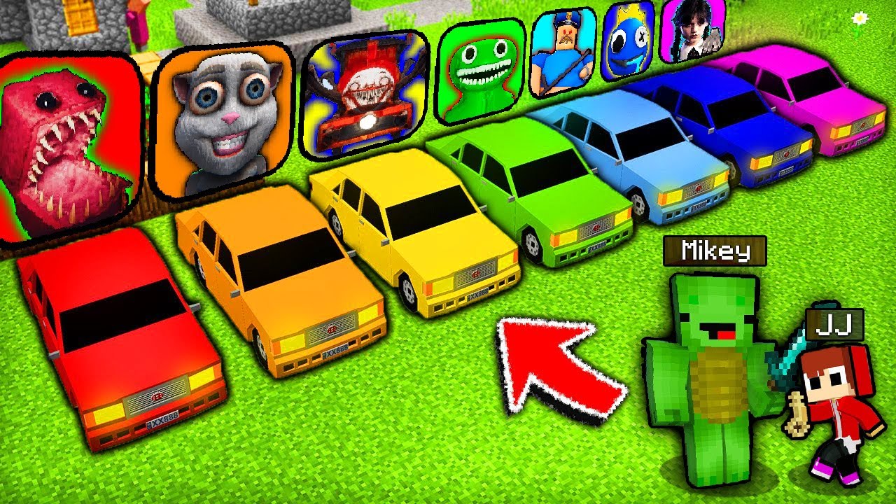 do not CHOOSE the wrong 7 CARS base Minecraft WEDNESDAY garten of ...