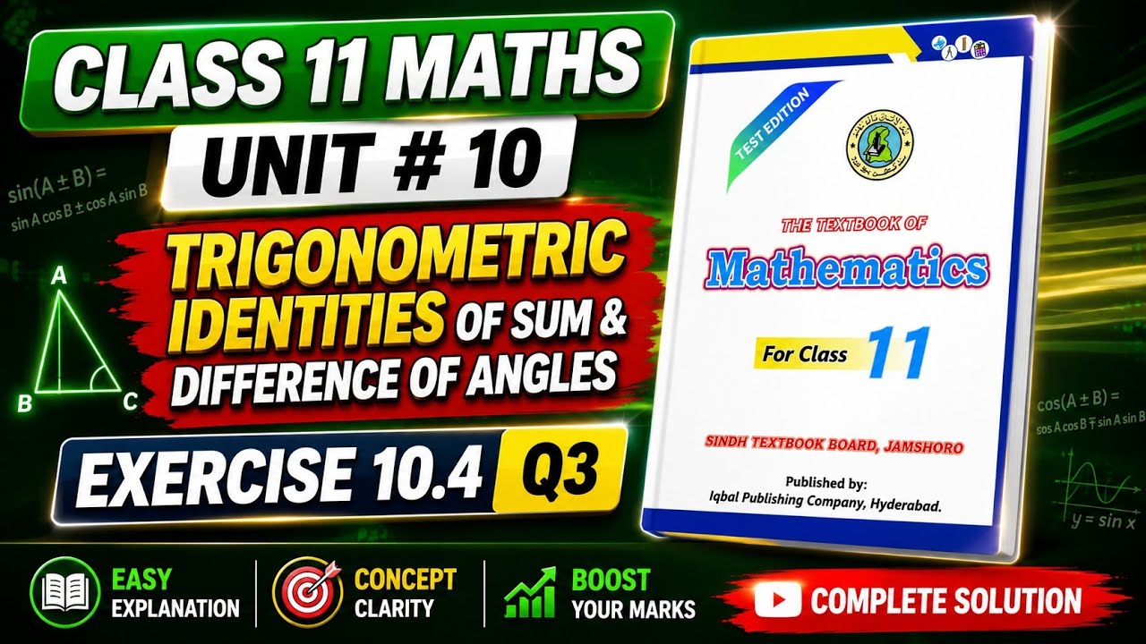 Exercise 10.4 Q3 | Unit 10 Trigonometric Identities of Sum and ...