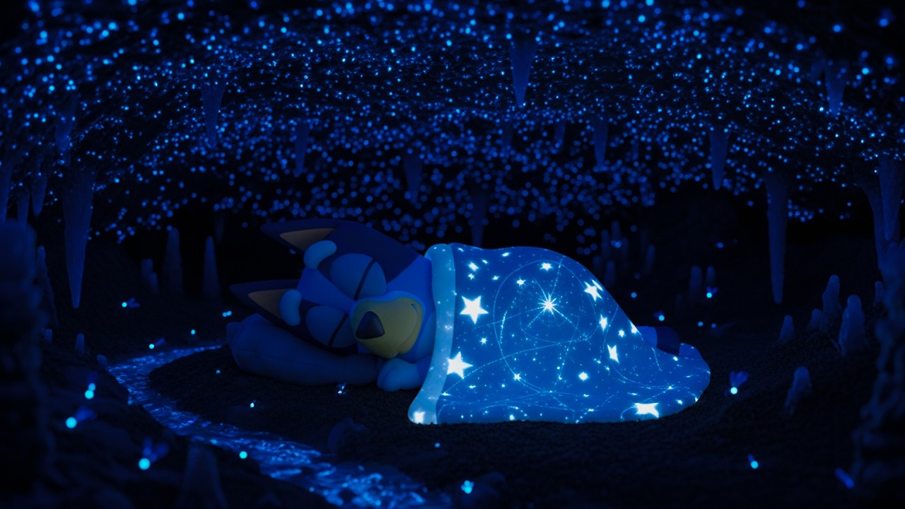 NO ADS Deep Sleep Piano Music 🌌 Bluey Under the Stars in a Glowing Cave ...