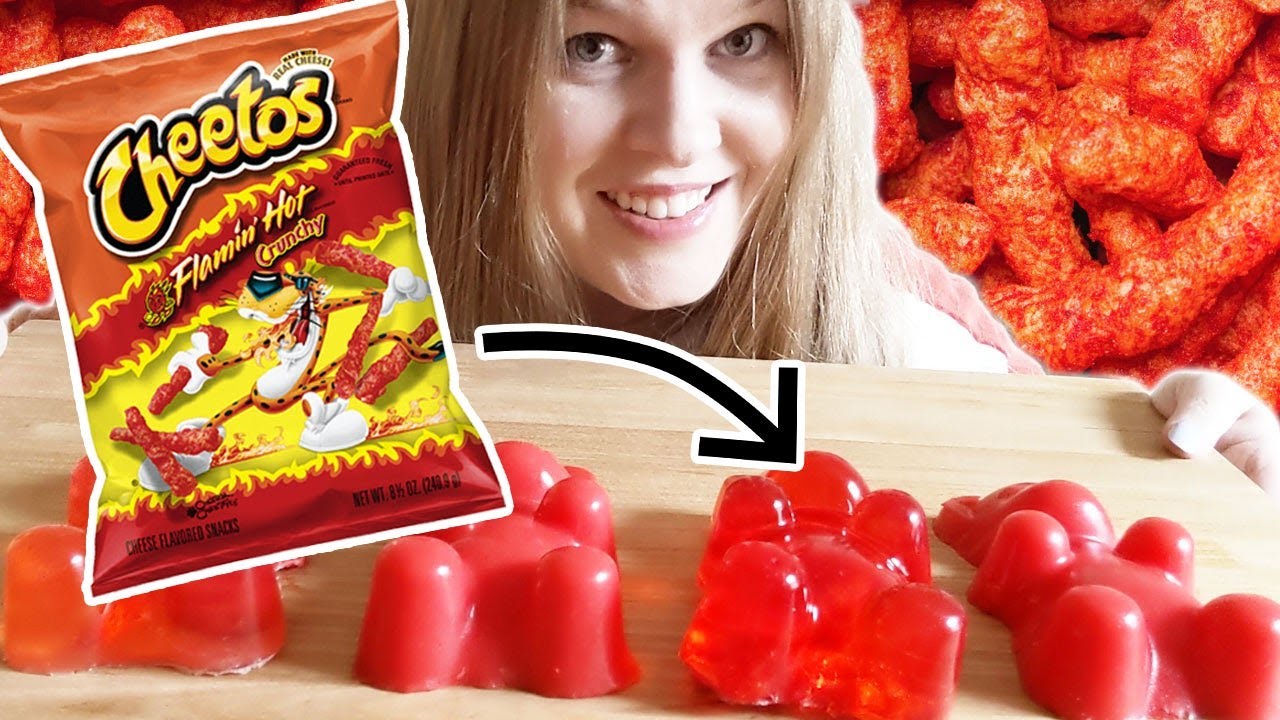 I Turned Flaming Hot Cheetos Into A Giant Gummy Bear - YouTube