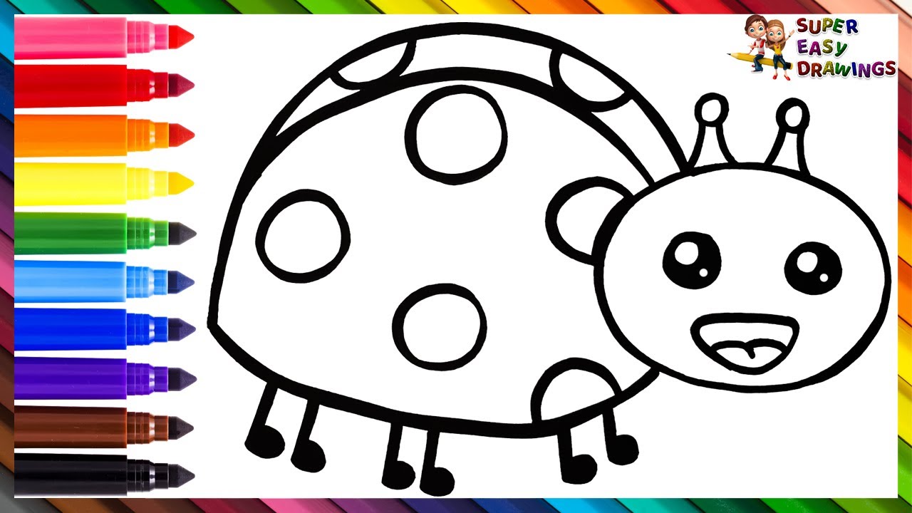 How To Draw A Ladybug 🐞 Drawing And Coloring A Rainbow Ladybug 🌈 ...