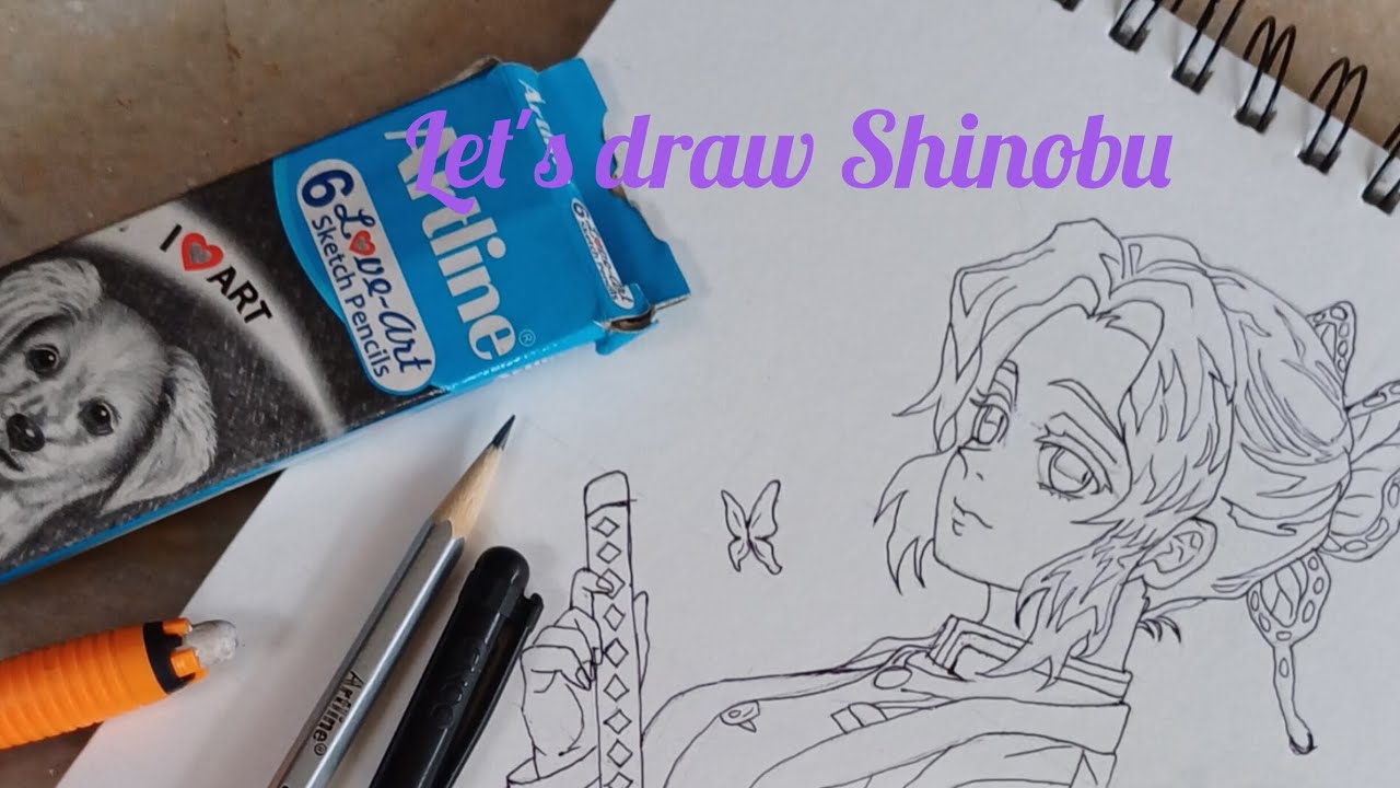 How I draw by using Doms black pen/Shinobu 🦋🦋/Demon slayer/@Art_Artline ...
