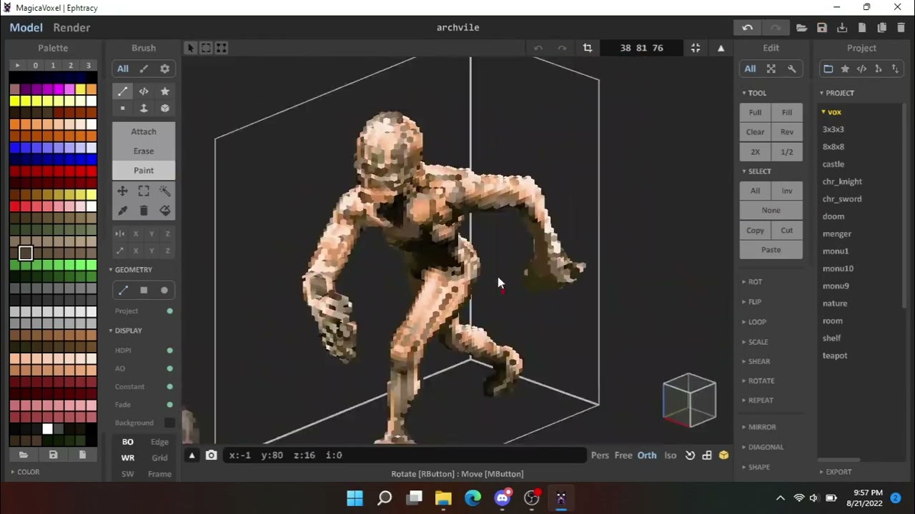 Voxel Time Lapse - Archvile Walk Frame - YouTube