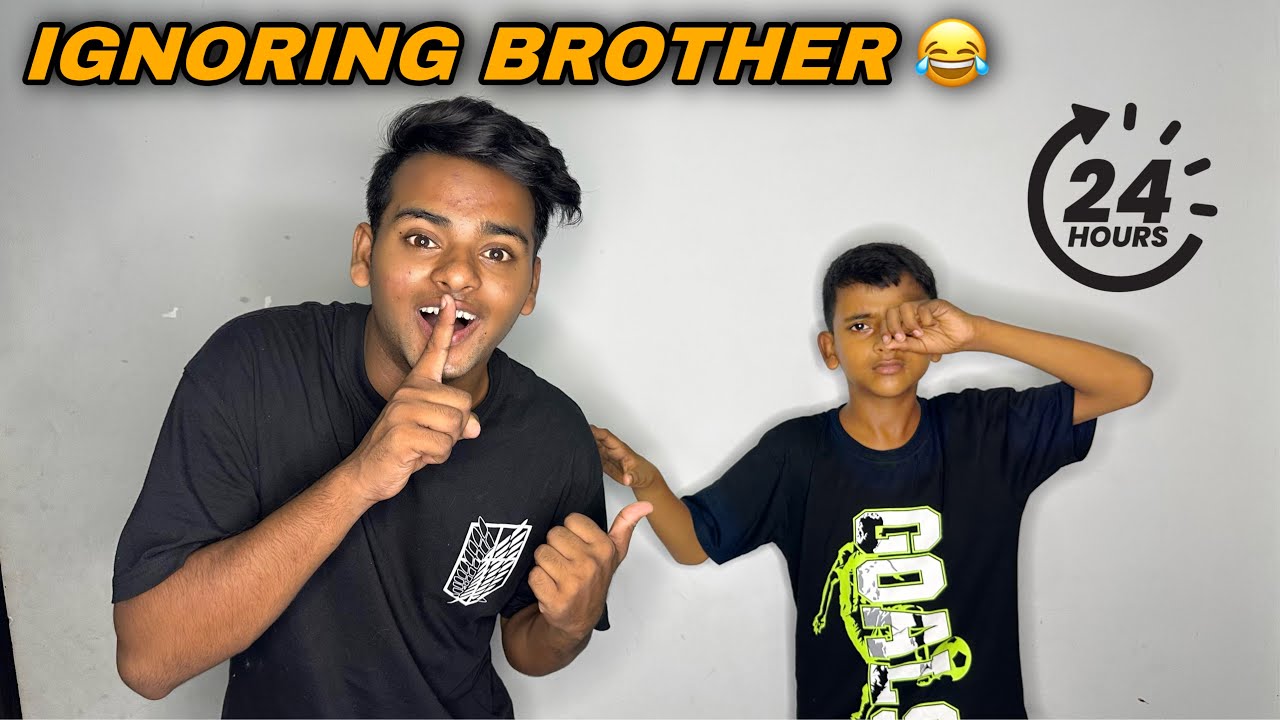 IGNORING MY BROTHER FOR 24 HOURS 😂 ALMOST CRIED 😭 - YouTube