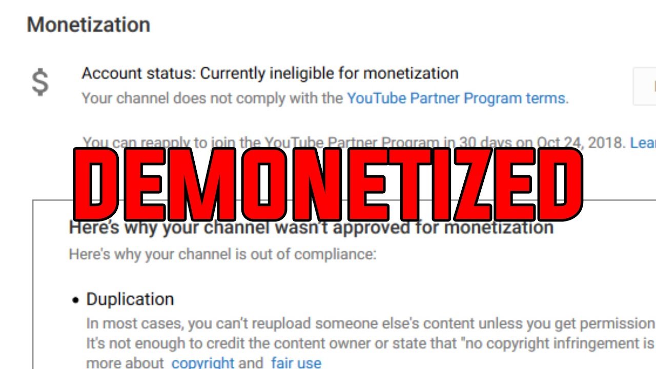 DEMONETIZED - YouTube