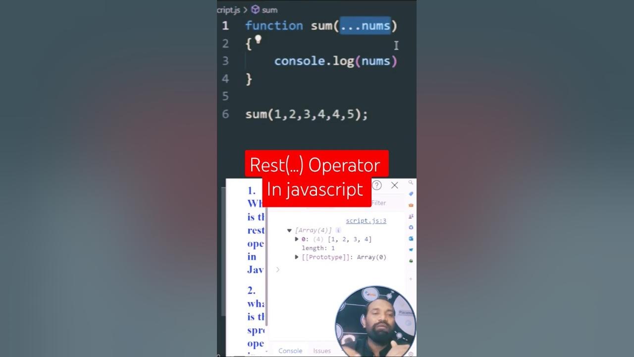 Rest Operator I JavaScript | interview questions #shorts - YouTube